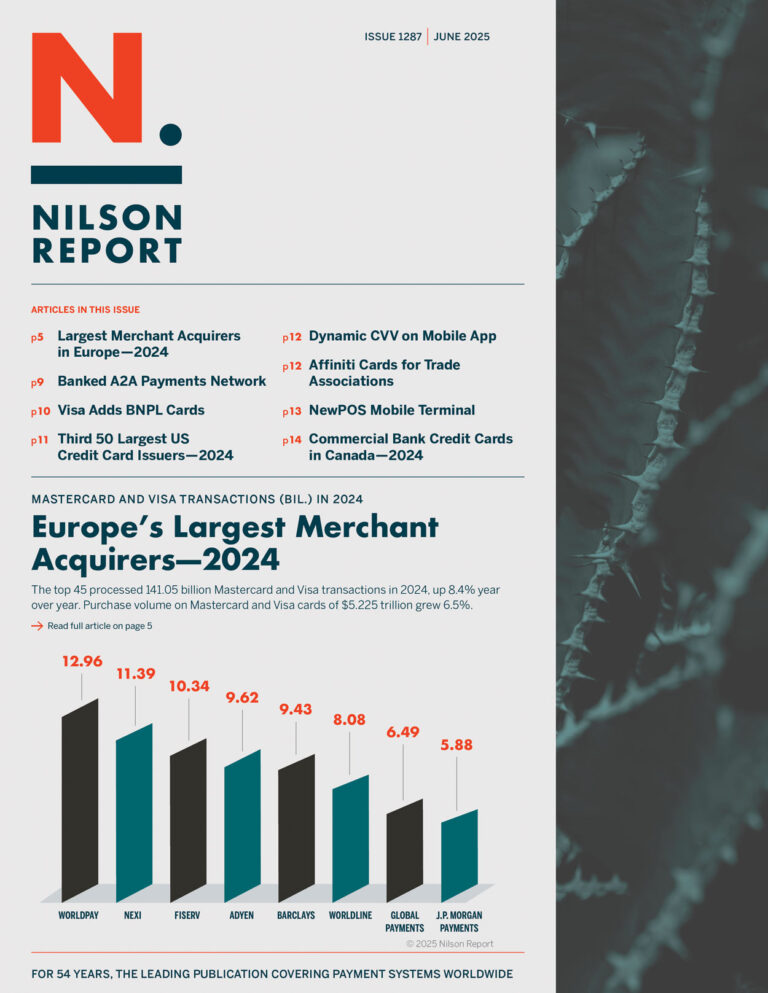 Top Merchant Acquirers in Europe—2024 - Nilson Report